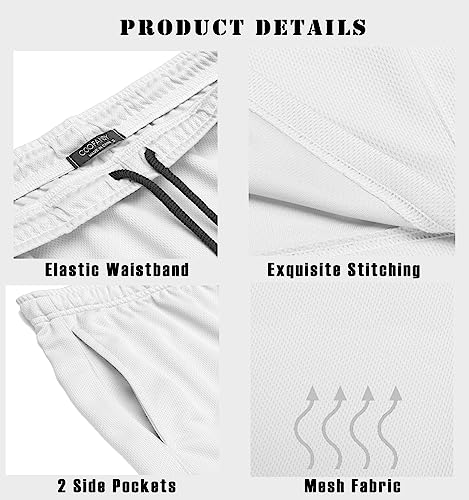 COOFANDY Men's 3 Pack Gym Workout Shorts Mesh Weightlifting Squatting Pants Training Bodybuilding Jogger with Pocket,Light Blue/White/Dark Grey,Medium