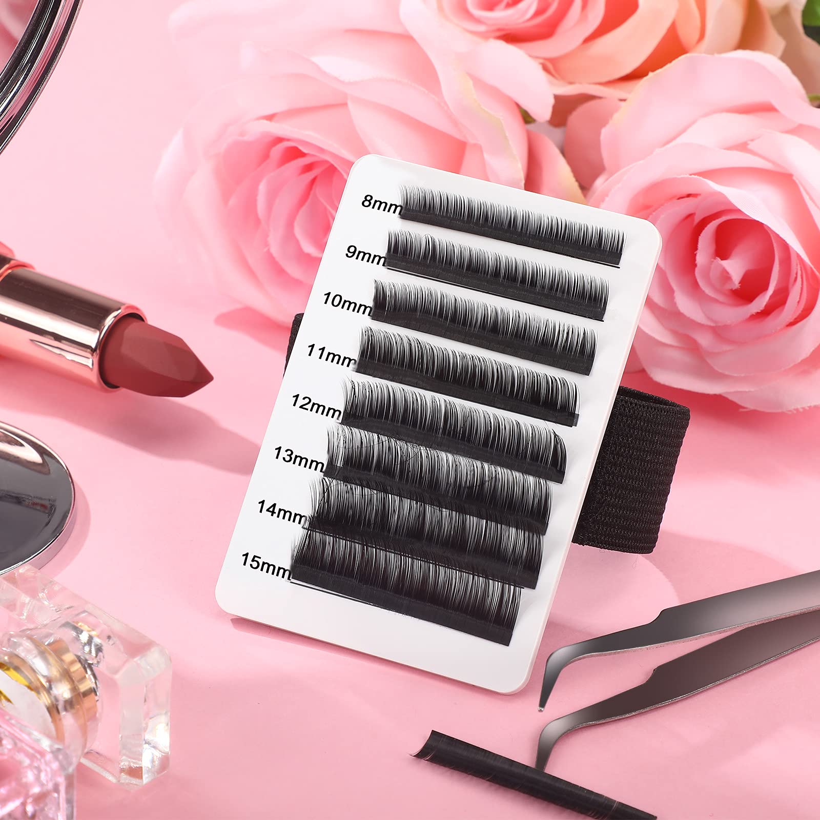 Maitys 6 Pieces Eyelash Extension Hand Plate Lash Holder Eyelash Extension Pallet Stand Holder Tray Tools with Adjustable Wrist Strap Strip for Makeup Lash(Simple Style)