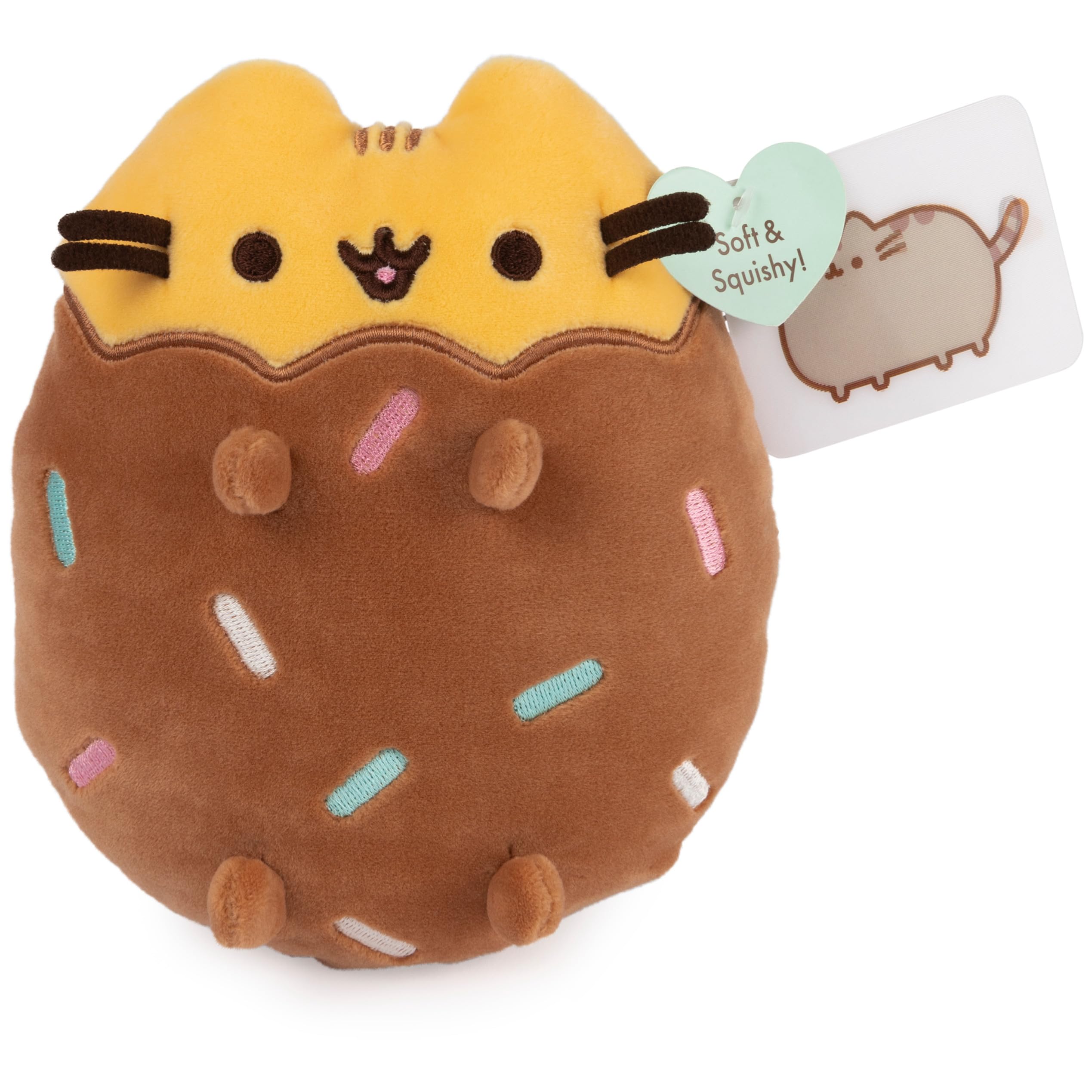 GUND Pusheen Chocolate Dipped Cookie Squisheen, Stuffed Animal for Ages 8 and Up, Brown/Yellow, 6”