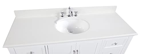 Kitchen Bath Collection Beverly 60-inch Single Bathroom Vanity (White/Quartz): Includes White Cabinet with Stunning Quartz Countertop and White Ceramic Sink