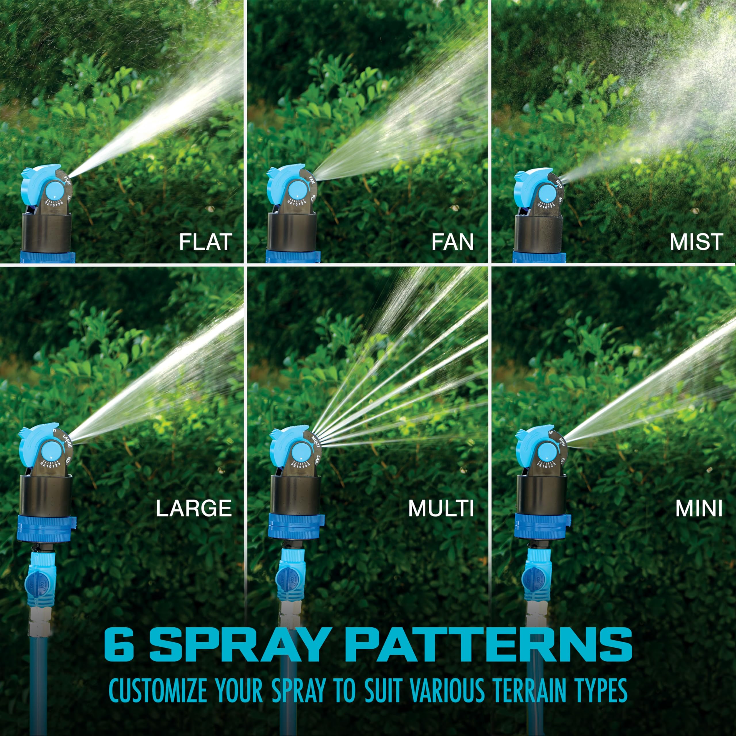 Aqua Joe AJ-6PSTB-MAX HD Sprinkler & Mister W/Metal Tripod Base, 6 Patterns, 4100 Sq. Ft. Coverage, Blue