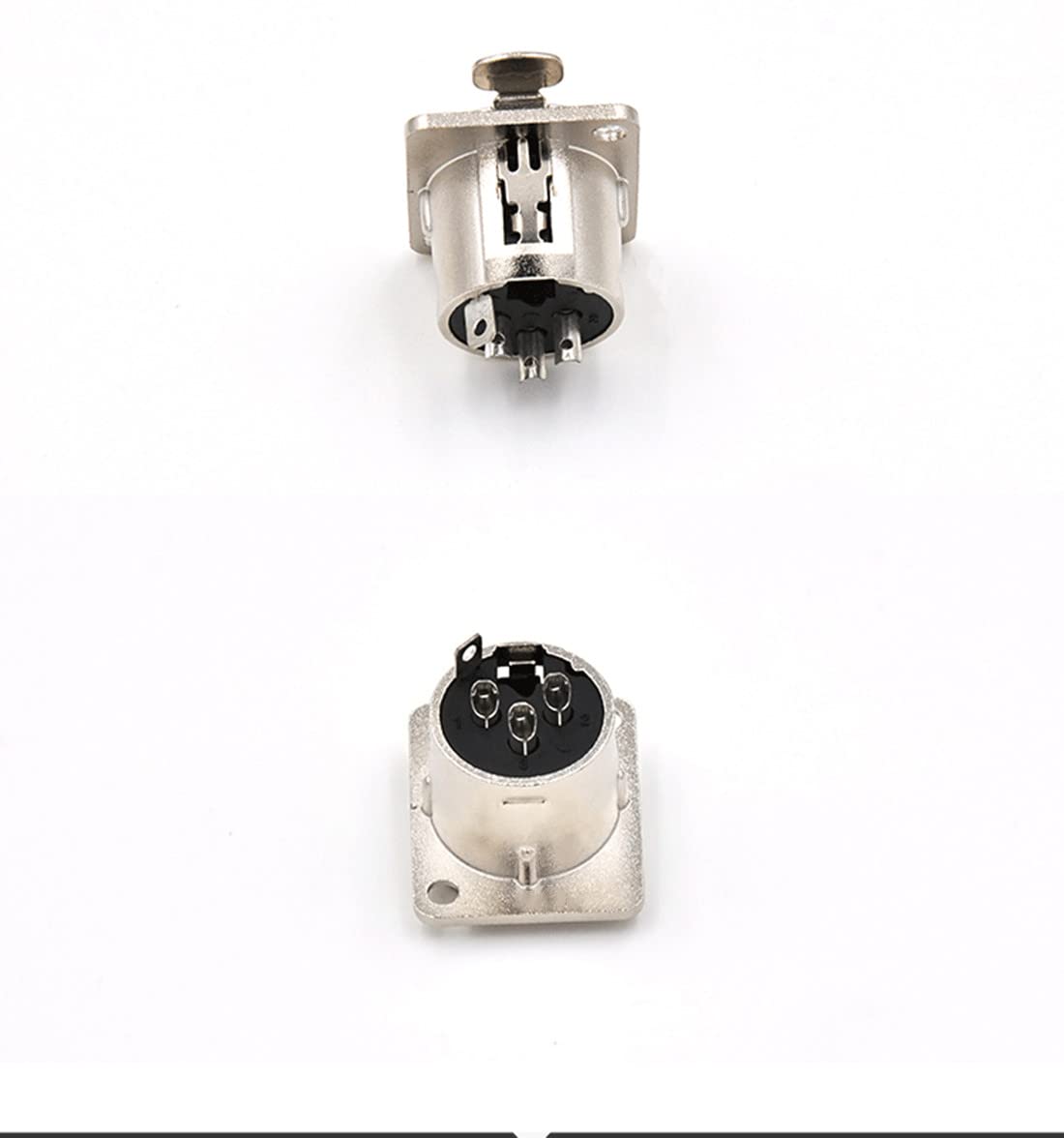 GDQLCNXB XLR Female Jack 3 Pin Panel Mount Jacks, XLR Female Socket Audio Speaker Microphone Connector 4Pcs,Silver Metal Housing