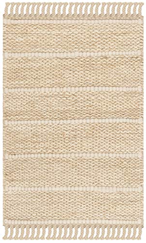 SAFAVIEH Natural Fiber Collection Accent Rug - 2' x 3', Ivory & Ivory, Handmade Tassel Jute, Ideal for High Traffic Areas in Entryway, Living Room, Bedroom (NF550B)