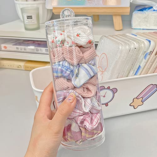Clear Scrunchie Holder Stand Acrylic Transparent Hair Tie Holder Display Organizer with Lid Portable Hair Accessories Storage Rack for Women Girls