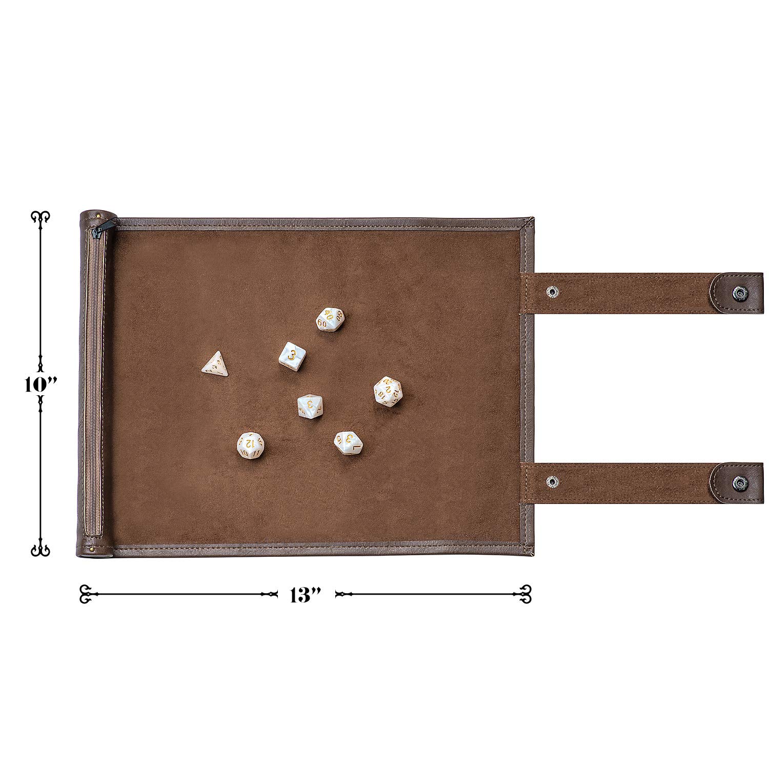 Dice Tray and Rolling Folding Mat Compatible with DND Dice Scroll Mat Holder Storage Holds up to 2 Sets of Dice(Included) for All Tabletop RPGs and Dungeons & Dragons Game Dice
