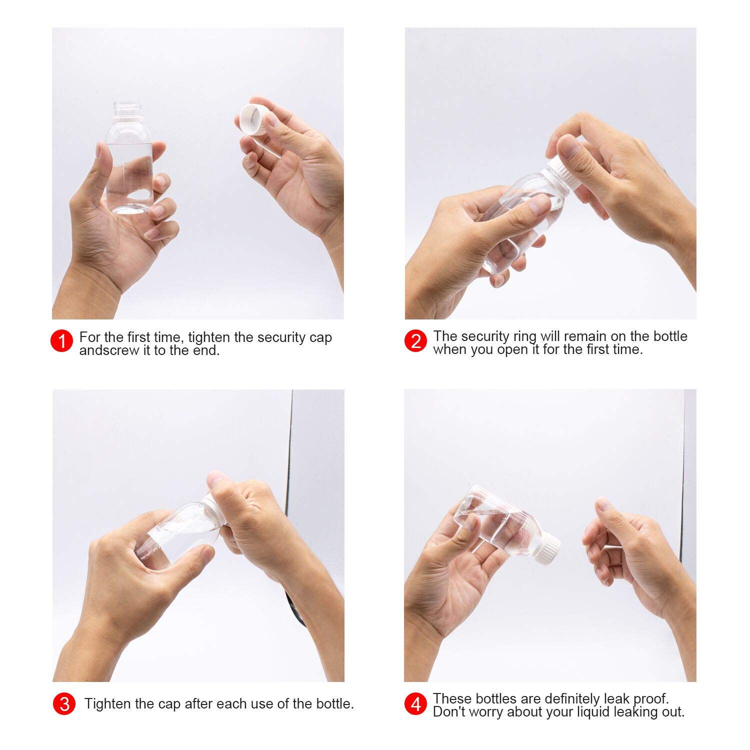 TRENDBOX Pack of 5-100ml Clear Empty PET Mini Storage 100ml/100g/100cc Bottles Hard Plastic Durable Turn Screw Cover Cap Round Filling Liquid Rhinestones Water Container