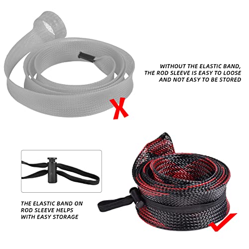 SF Fishing Casting Rod Socks Braided Mesh Rod Sleeve Cover Protector Pole Gloves Six Colors 6PCS Fit Casting Rod 6-1/2FT to 7-1/2FT