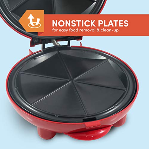 Elite Gourmet EQD413# Non-Stick Electric, Mexican Taco Tuesday Quesadilla Maker, Easy-Slice 6-Wedge, Grilled Cheese, 8 Inch, Red