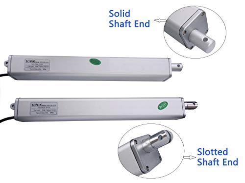 SOViK 12V DC 3 inch Stroke Linear Actuator Electric Cylinder with Mounting Brackets Max Force 80 pounds High Speed 1" per sec Square Tube 7/4"(W) x7/4"(H) (Slotted Shaft End)