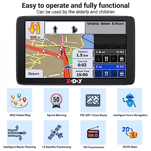 XGODY GPS Navigation for Car Truck GPS Navigation System 2023 Map 7 Inch Touchscreen Car GPS Navigator 8GB 256M with Voice Guidance and Speed Camera Warning Auto GPS with Lifetime Free Map Update