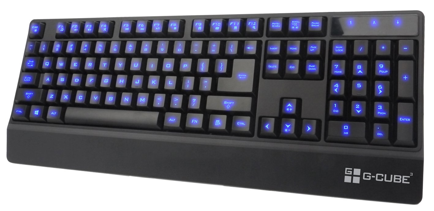 G-CUBE Illuminate Backlit Gaming Keyboard (Blue and White LED)
