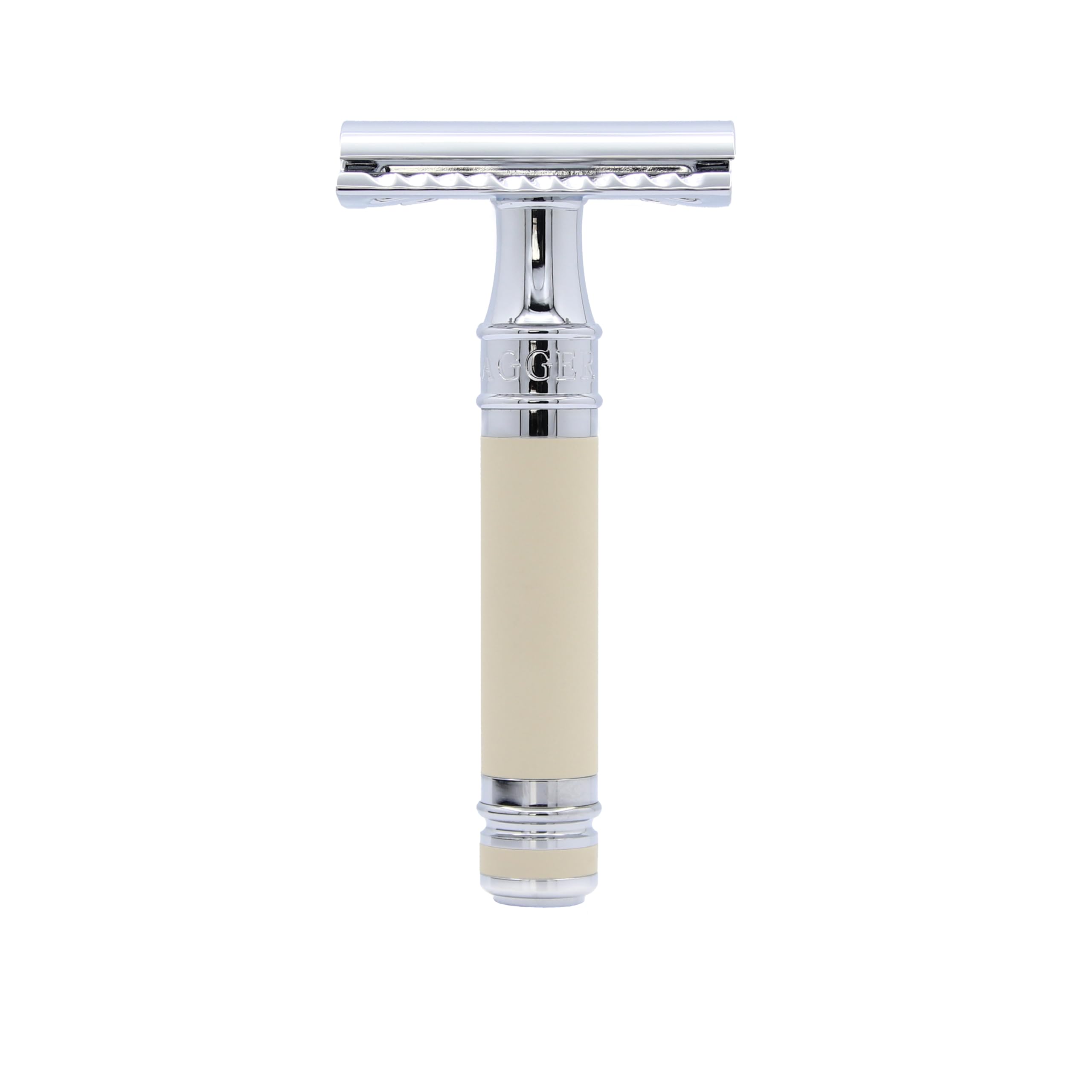 Edwin Jagger DES87RCBLAMZ Double Edge Safety Razor, Ivory Rubber Coated, Short Handle