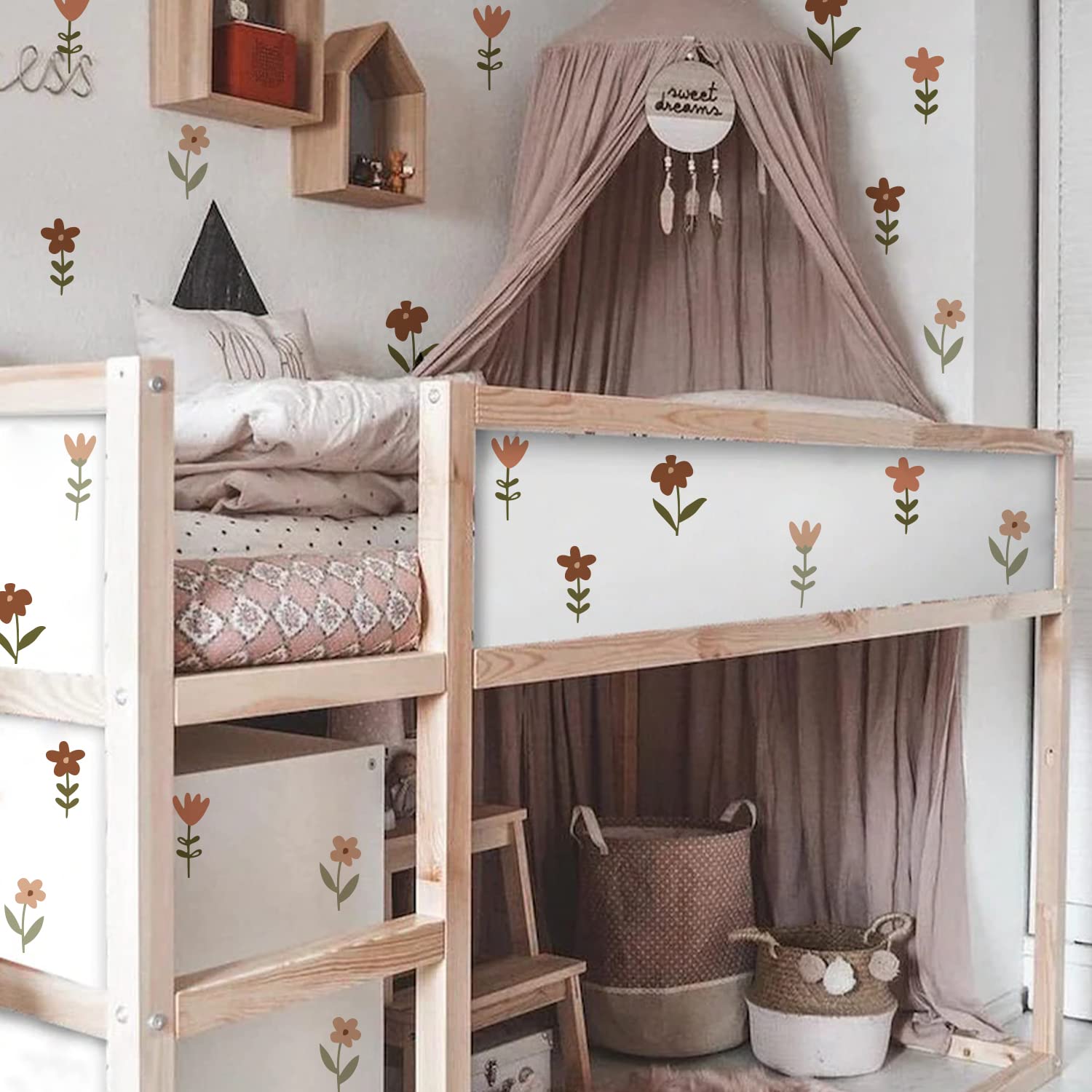 QUCHENG Boho Wall Stickers Girls Bedroom Removable Wall Decals Nursery Kids Room Decor Vinyl Murals DIY Cute Decorations 6 Sheets