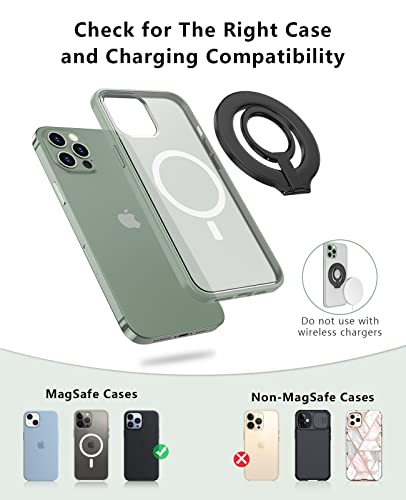 enGMOLPHY Phone Ring Holder with MagSafe, 360° Rotation Grip Finger Kickstand【Remove It to Wireless Charge】 Compatible with iPhone 14 Pro/Max/Plus, 13 12Pro/Max/Mini