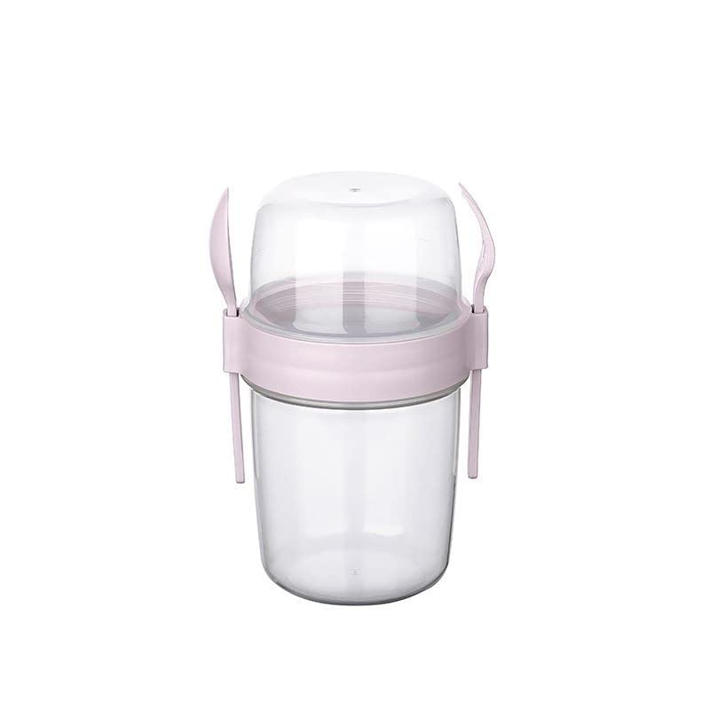 GanoOne On the Go Cups, Take and Go Cup with Topping Cereal or Oatmeal Container, Portable Lux Cereal To-Go Container with Top Lid Granola & Fruit Compartment (Lilac)