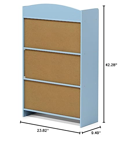 FURINNO Stylish Kidkanac 2 tier Bookshelf With Storage Cabinet, Light Blue