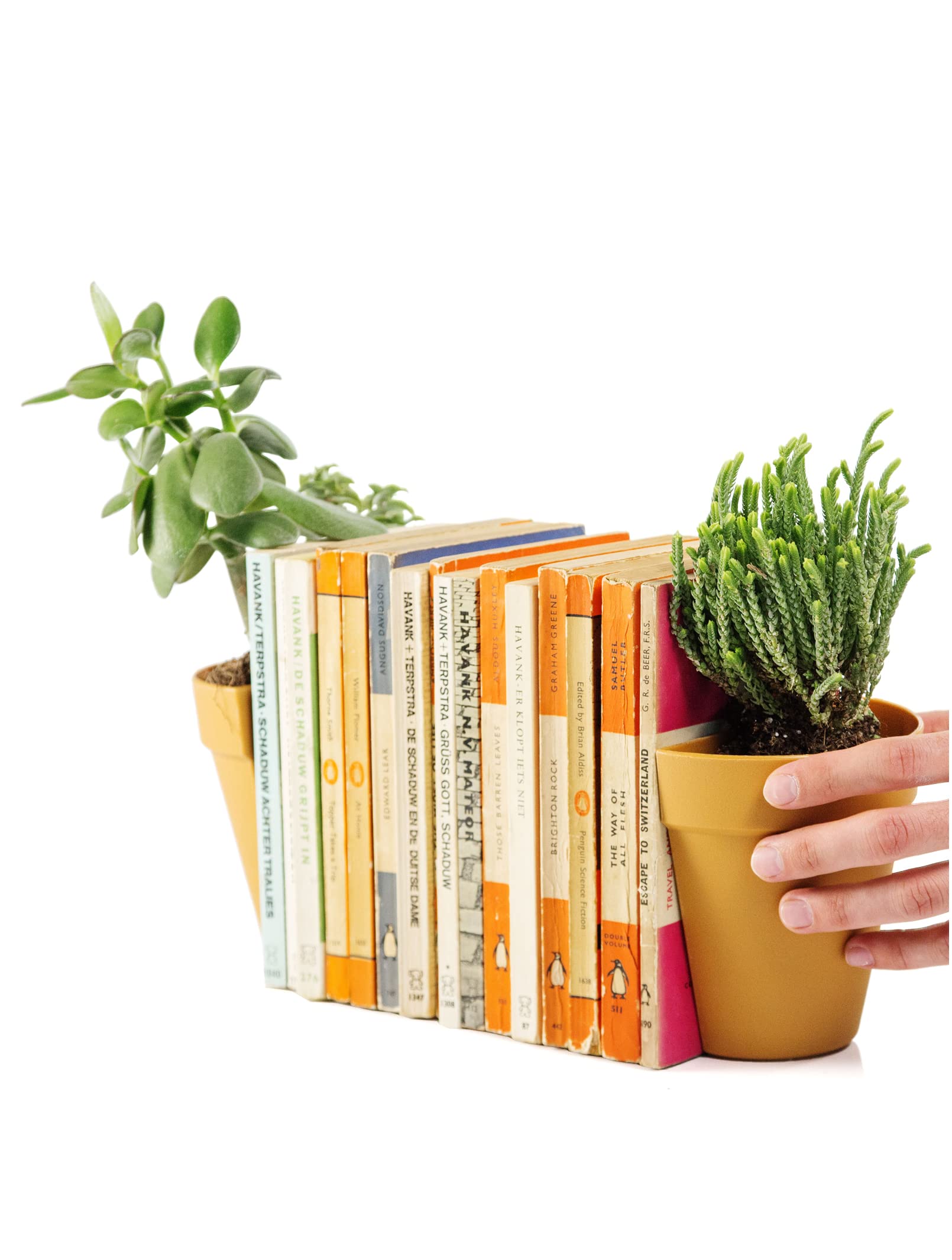Suck UK - Bookends | Plant Pot Book Ends | 2 Decorative Book Ends for Shelves | Holder & Indoor Plant Office Accessories | Flower Pot Set for Plants | Aesthetic Home Decor & Gifts Her