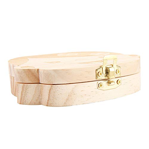Aiky Wooden Baby Tooth Fairy Box Teeth Holder For Kids Lost Teeth Keepsake Save Collection (Girl)
