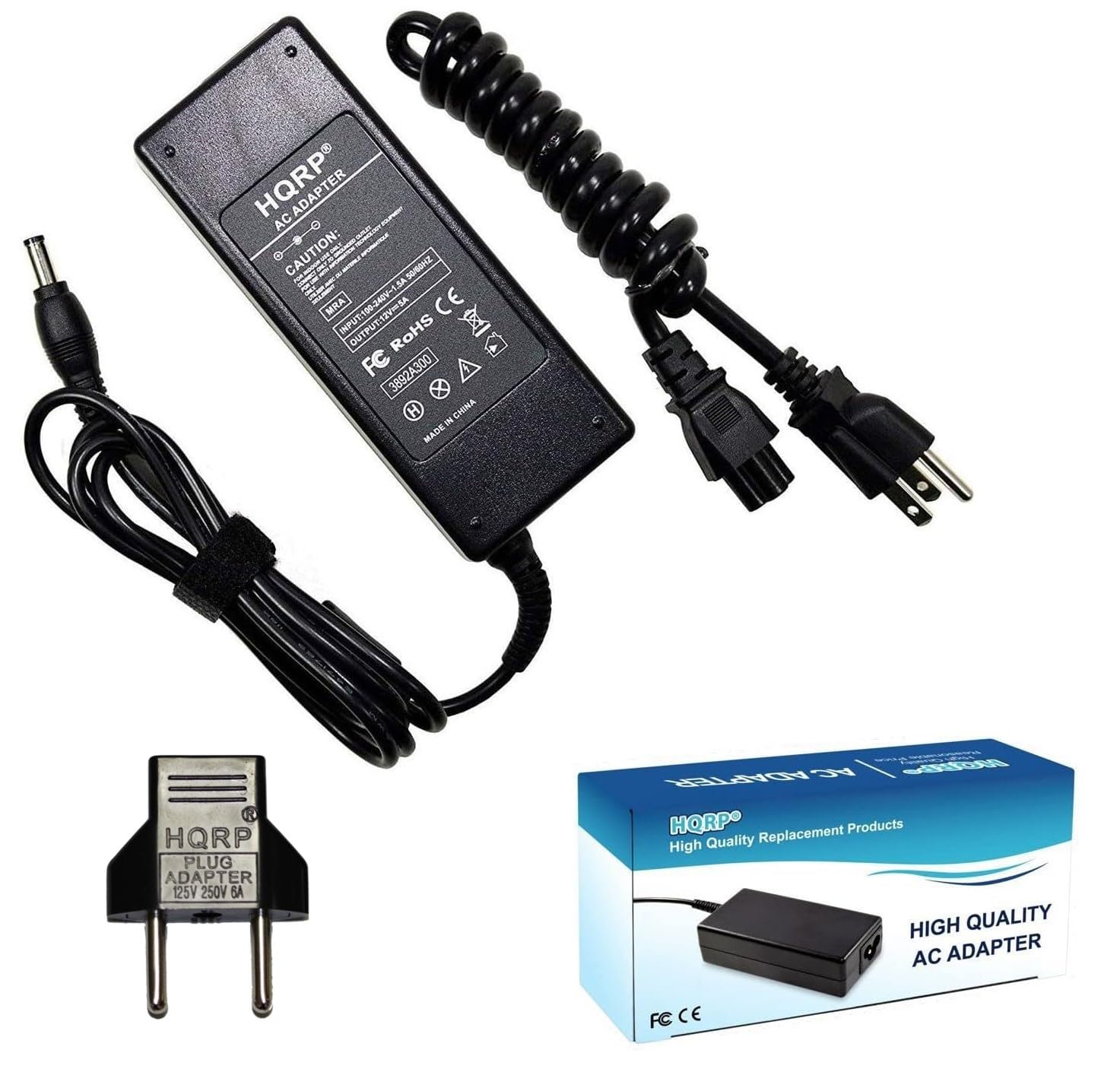 HQRP AC Adapter Compatible with Vizio PA-1051-11 E190MV E220MV M220MV M190MV VM190XVT VM230XVT TV Television Power Supply Cord Adaptor + Euro Plug Adapter