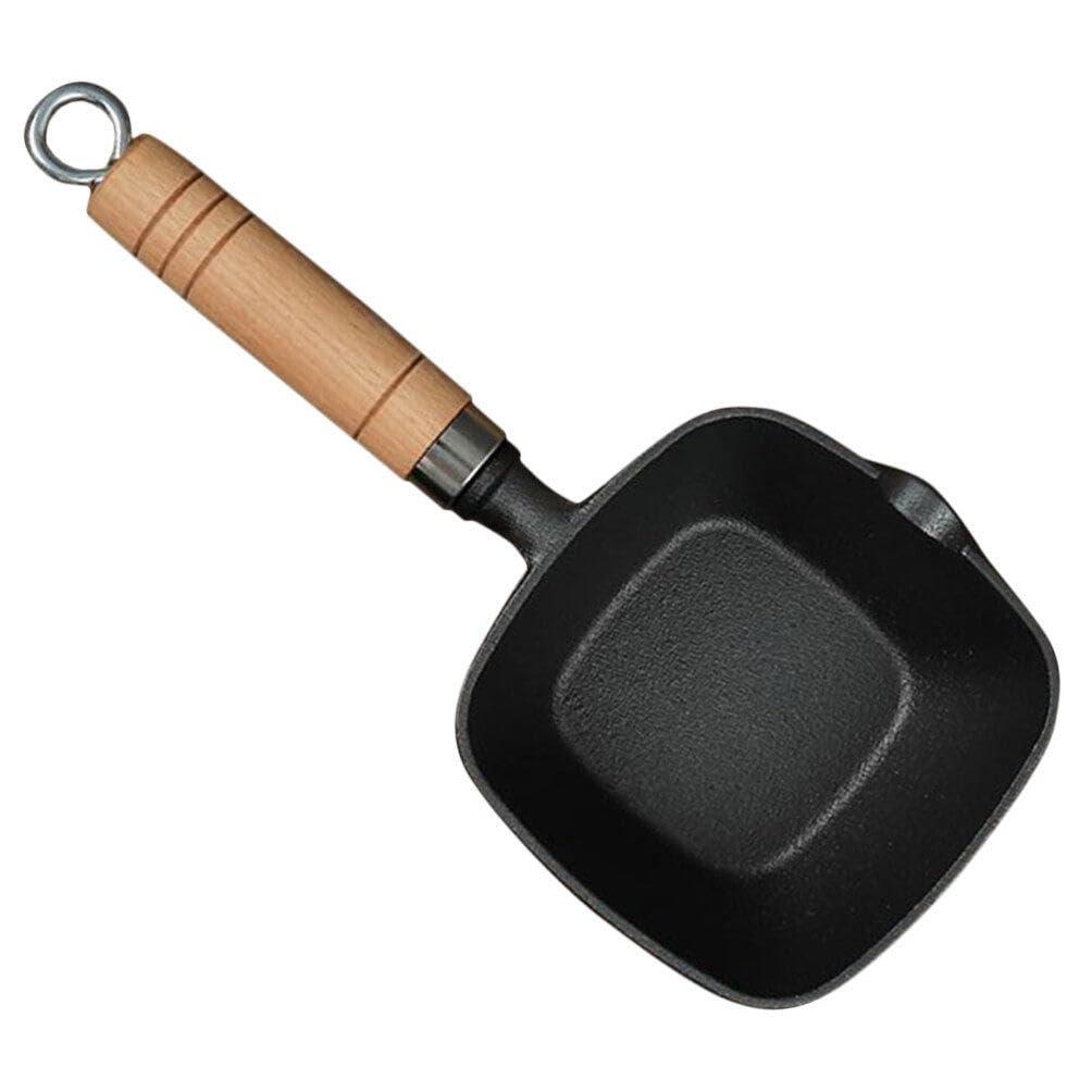 Yardwe Cast Iron Pot, Butter Iron Oil Heating Pot with Wooden Handle Cookware Melting Pot (4inch)