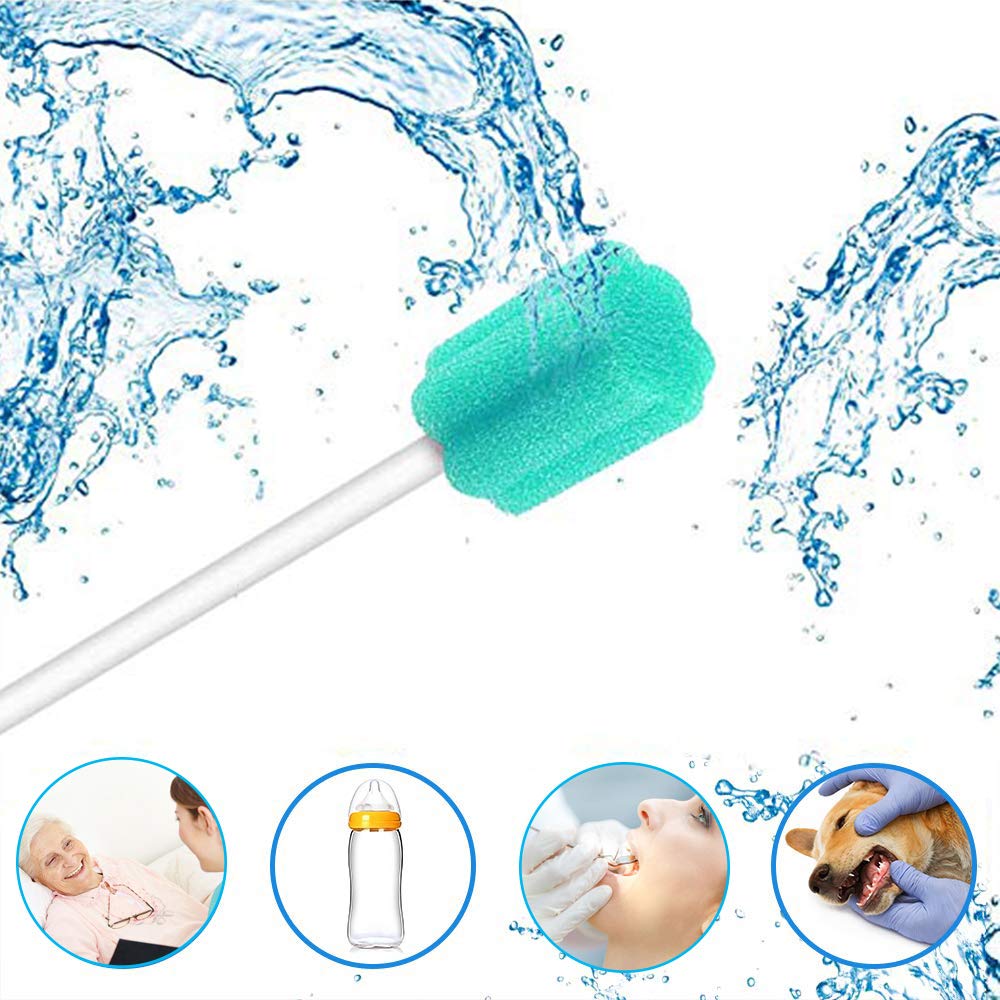 Wellgler's Sterile Sponge Mouth Swabs,Disposable Oral Swabs,Individually Wrapped (100pcs,sky blue)