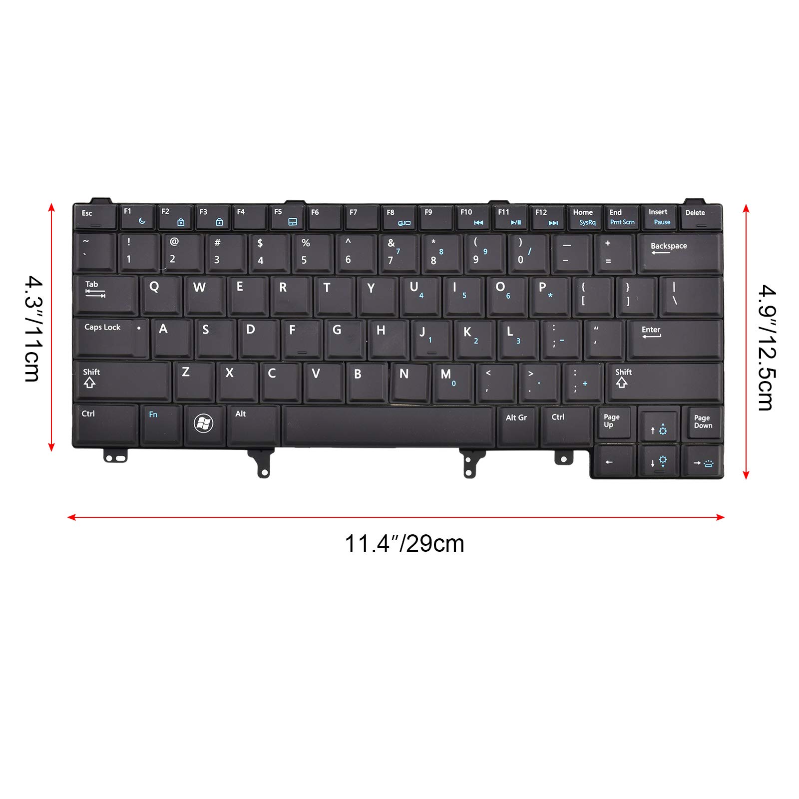 SUNMALL Replacement Keyboard with Backlit Compatible with Dell Latitude E5420 E5430 E6220 E6320 E6330 E6420 E6430 E6440 Series US Layout Black (Without Pointer Stick)