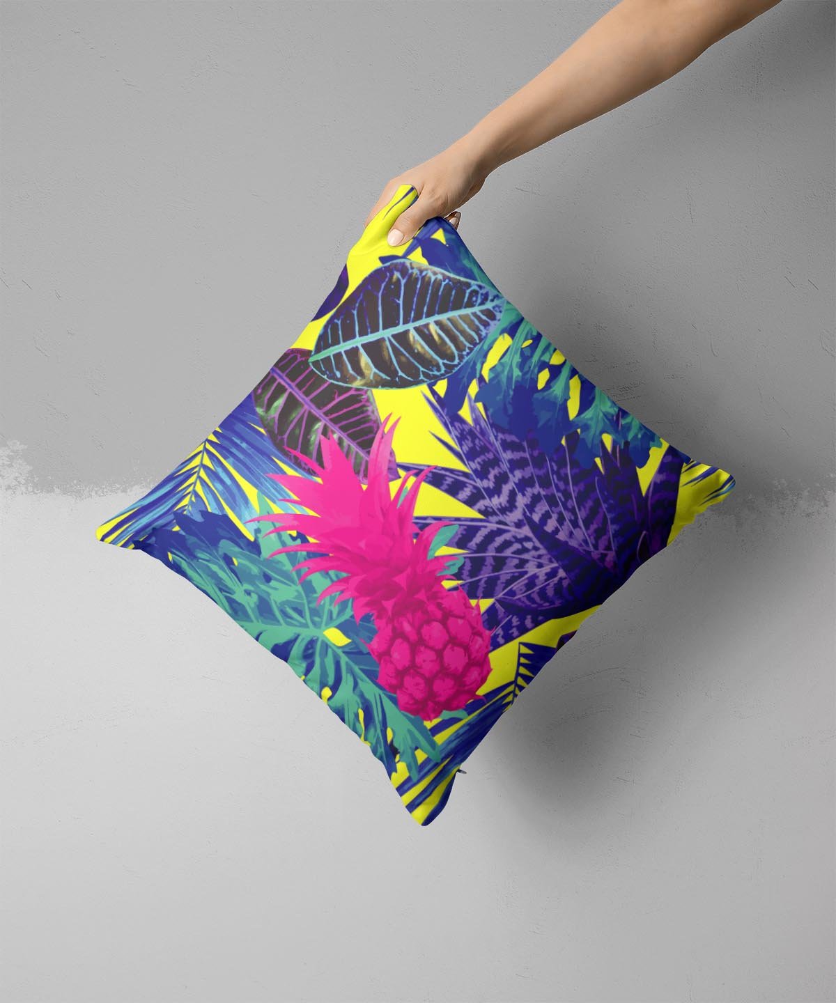 iiRov Summer Design Ink-Fuzed Decorative Throw Pillow - Hype Fluorescent Summer Pineapple Pattern