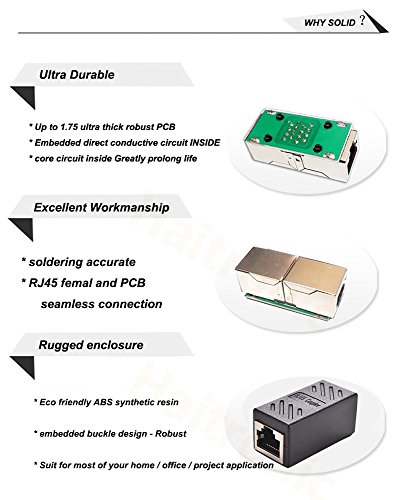 Haitronic 2 Pack RJ45 Coupler ethernet Cable Coupler LAN Connector Inline Cat7/Cat6/Cat5e Ethernet Cable Extender Adapter Female to Female