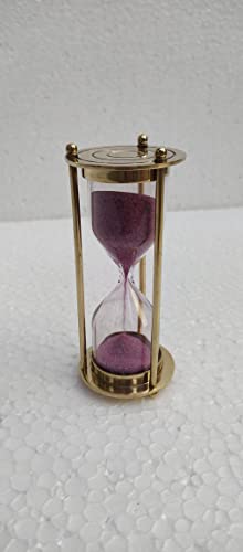 Antique Hourglass Sand Timer 3 min. Decorative Modern Brass Sand Timer Hourglass hanzla Collection by Indian Instruments, 6 inch