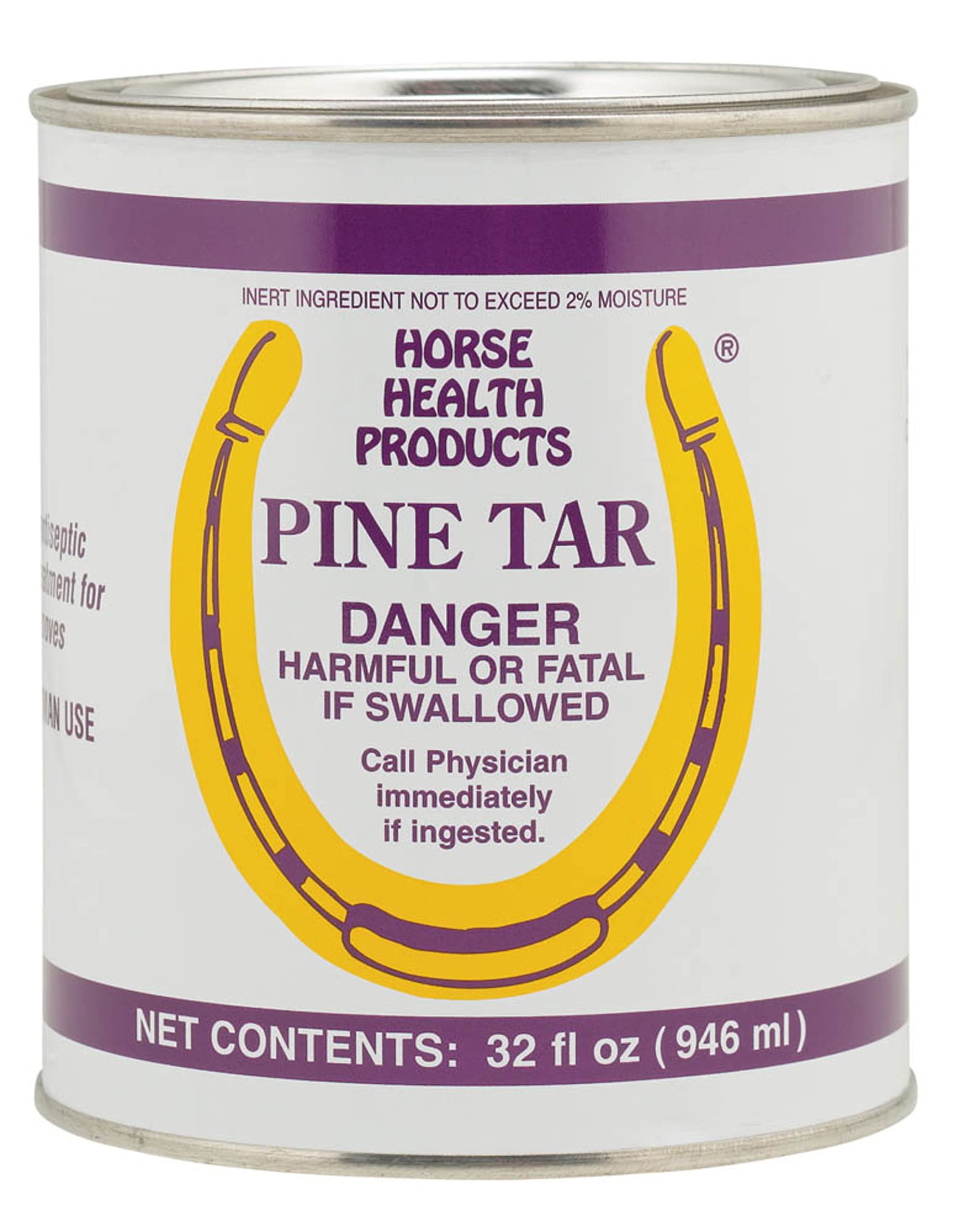 Horse Health Pine Tar, Natural Topical Antiseptic for Use on Horse Hooves, Helps Retain Moisture, Helps Keep Hooves from Cracking and Splitting, 32 Fluid Ounces