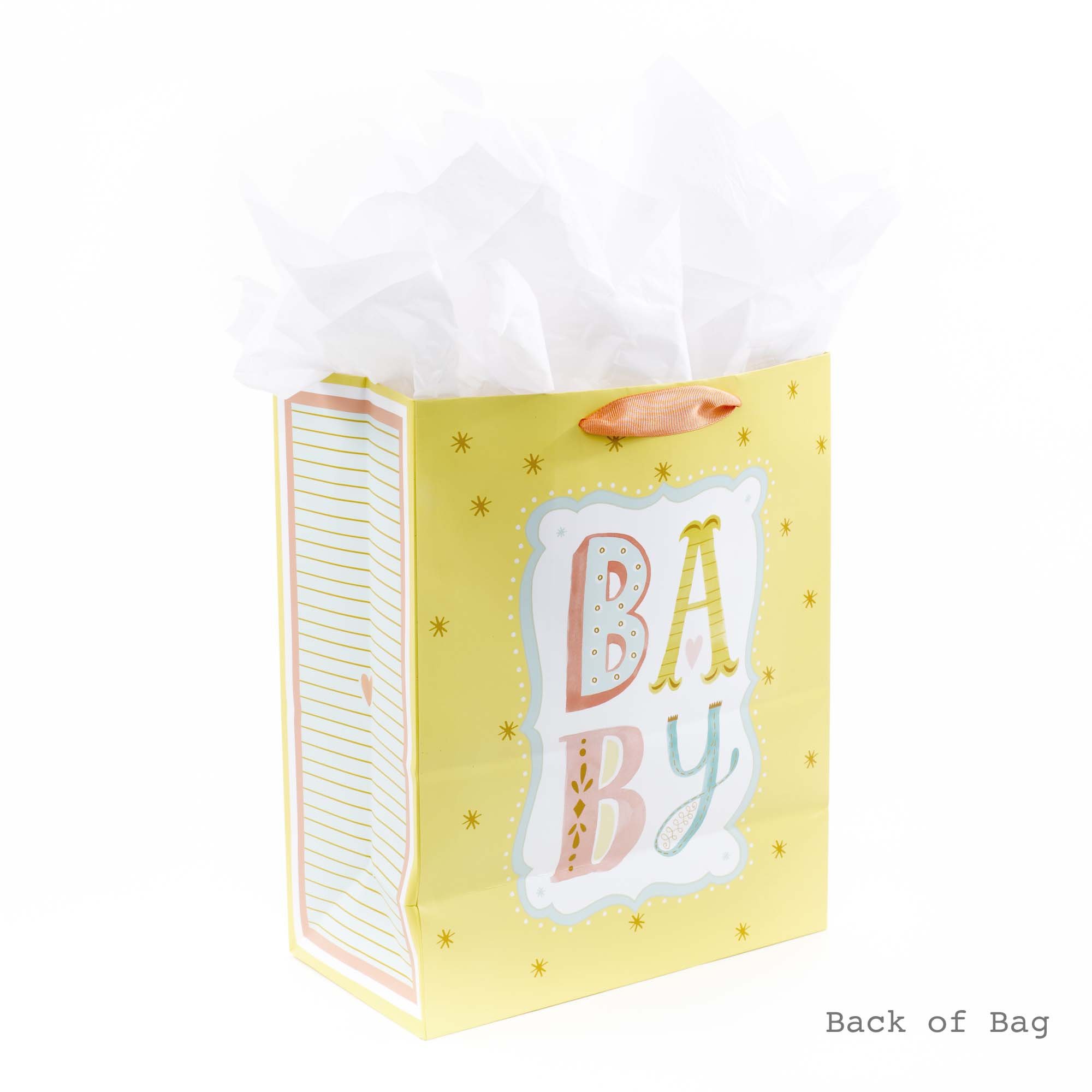 Hallmark 13" Large Gift Bag with Tissue Paper (B-A-B-Y, Yellow) for Baby Showers, New Parents and More