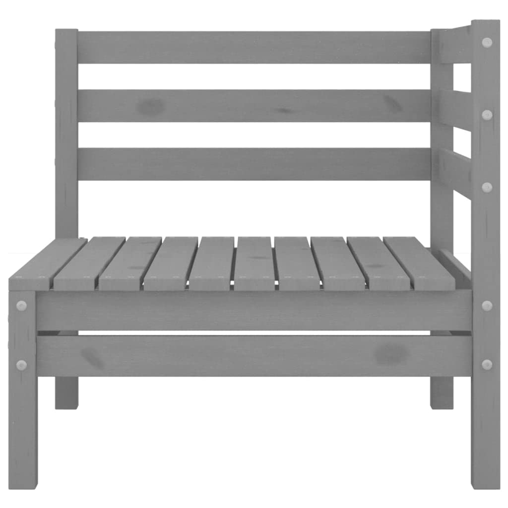 vidaXL 3 Piece Patio Lounge Set, Gray, Solid Pinewood, Outdoor Furniture, Modular Design, Includes Middle Sofa, Corner Sofa and Footstool