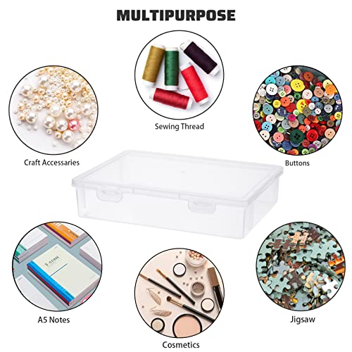 BTSKY Clear Plastic Storage Box with Flap Lid, Multipurpose Craft Organizers and Storage Box Art Supply Storage Organizer Plastic Sewing Box for Beads Pencils Notebooks, 6 Pack Small