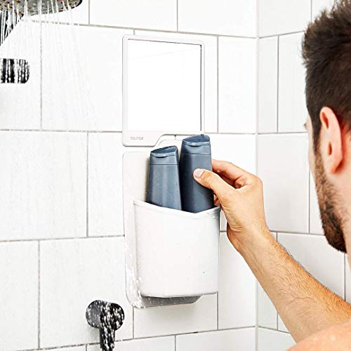 Tooletries – Oliver Shower Mirror - Premium Shower Mirror for Shaving, Grooming - 100% Silicone - SHATTERPROOF Mirror - Grips to Shiny Surfaces - No Suction Cups - No Adhesives - White