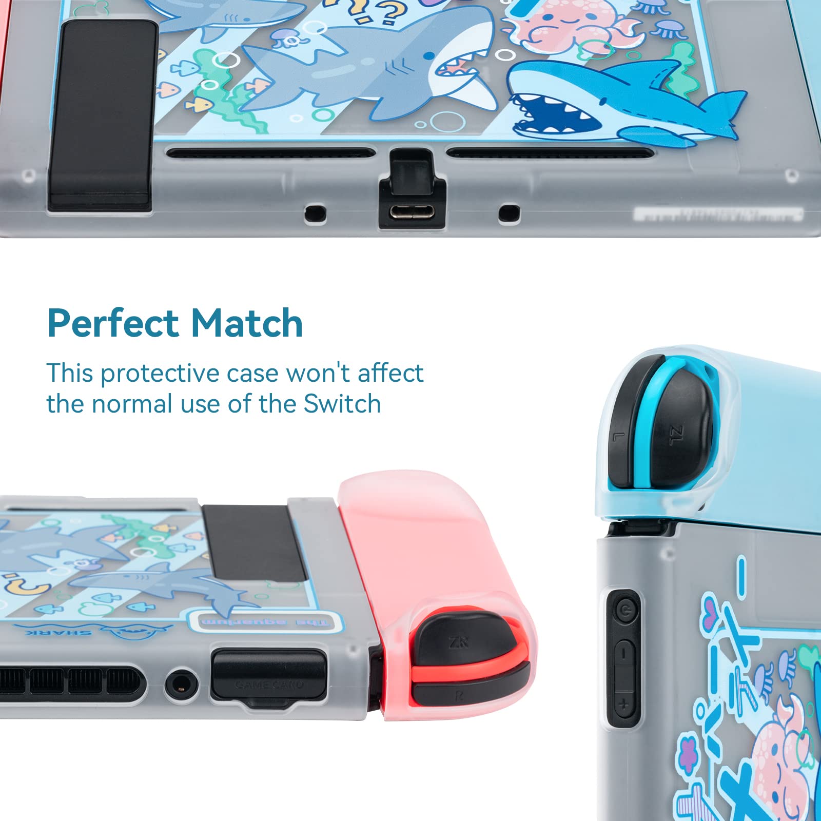 GeekShare Matte Protective Case Slim Cover Case Compatible with Nintendo Switch Only - Shock-Absorption and Anti-Scratch - Shark Party
