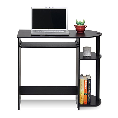 Furinno Simplistic Easy Assembly Computer Desk, With Keyboard Tray, Espresso/Black