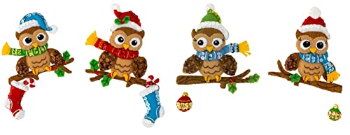 Bucilla Felt Ornament KIT Xmas, Christmas Owls