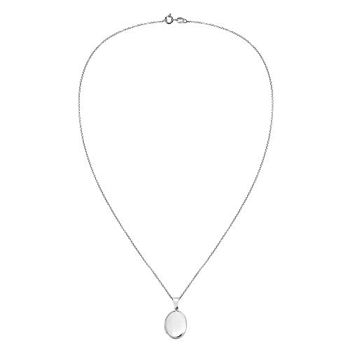 AeraVida Minimalist Engrave Keepsake Memory Holder Sterling Silver Polished Oval Locket Necklace, 16 inch