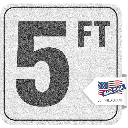 Aquatic Custom Tile, 5FT Pool Depth Markers, 6x6 Inches Vinyl Pool Stickers, Swimming Pool Number Markers, Pool Safety Signage, Adhesive Pool Depth Markers Stickers for Decks, MADE IN USA - (1 Pack)