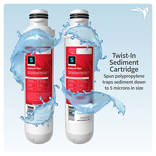 Aquatic Life AQUATICLIFE Reverse Osmosis Twist-in Replacement Water Filter Cartridges Pack Set, 2 Activated Carbon Block, 2 Sediment Filters and 100 GPD RO Membrane, 5-Piece Bundle