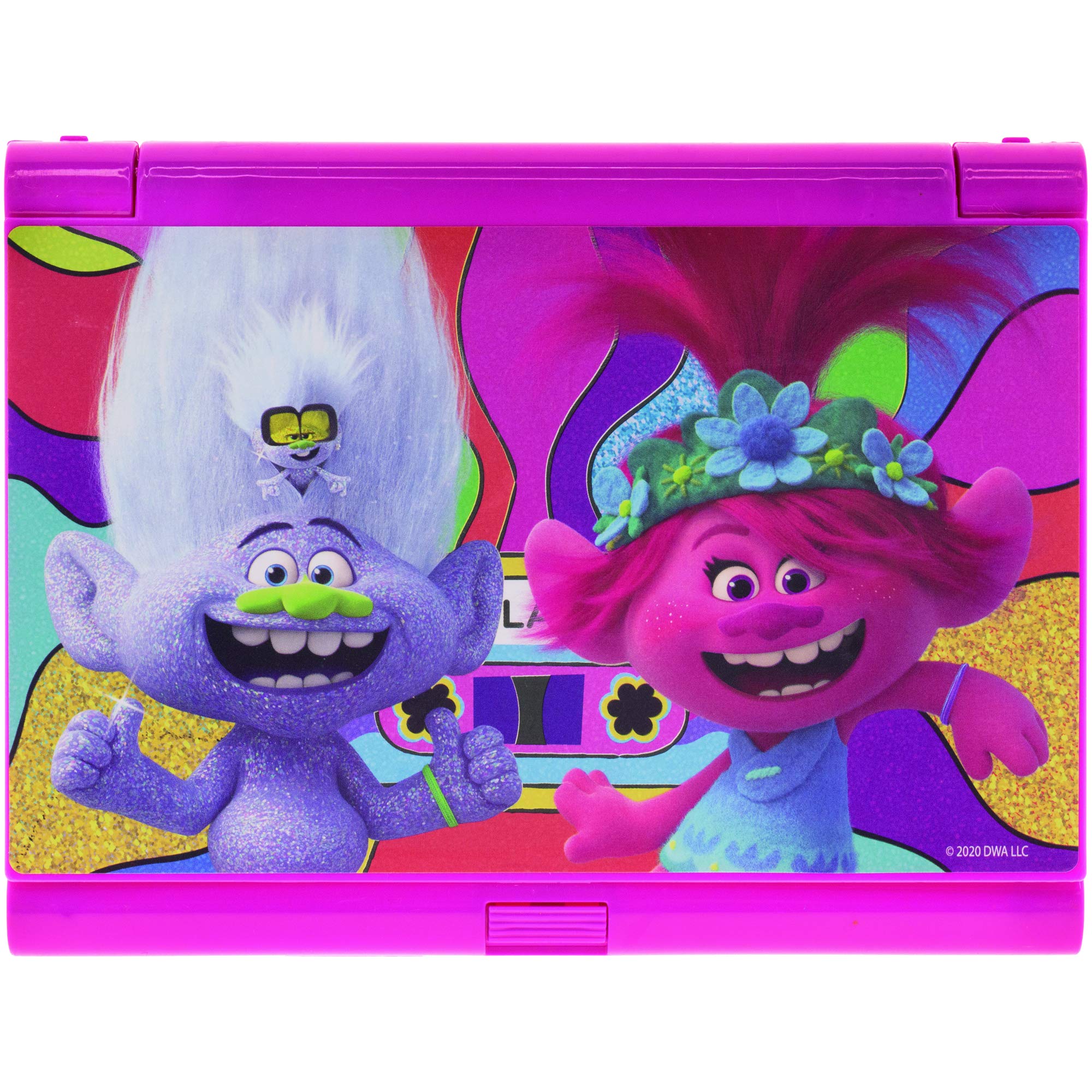 Townley Girl Super Sparkly Lip Compact Cosmetic Set for Girls, 22 Lip glosses, 4 blushes in Mirrored Case (Trolls)