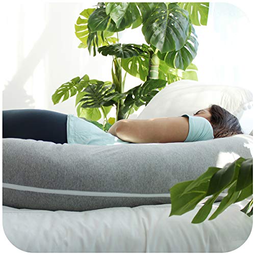 Pharmedoc Pregnancy Pillow Replacement Jersey Cover (Cover Only) for C Shaped Full Body Pillow - Body Pillow Cover Only - Grey