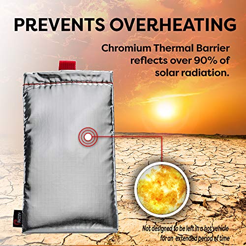 PHOOZY Apollo Series Thermal Phone Case - Insulated, Ultra-Slim Pouch Protects Your Phone from Overheating in The Sun & Extends Battery Life. Floats in Water. AS SEEN ON Shark Tank - Silver - Large