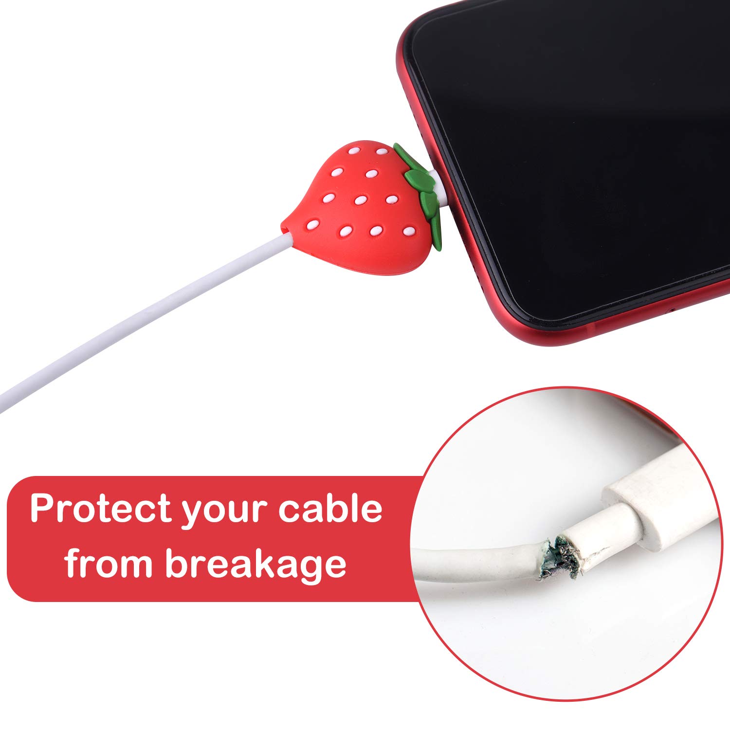 TUPARKA 18 Pcs Cable Protector for iPhone Charging Cable, Plastic Cute Fruit Drink Bottle Animal Charging Cable Saver, USB Cable Saver Phone Accessory Protect Charger Cable