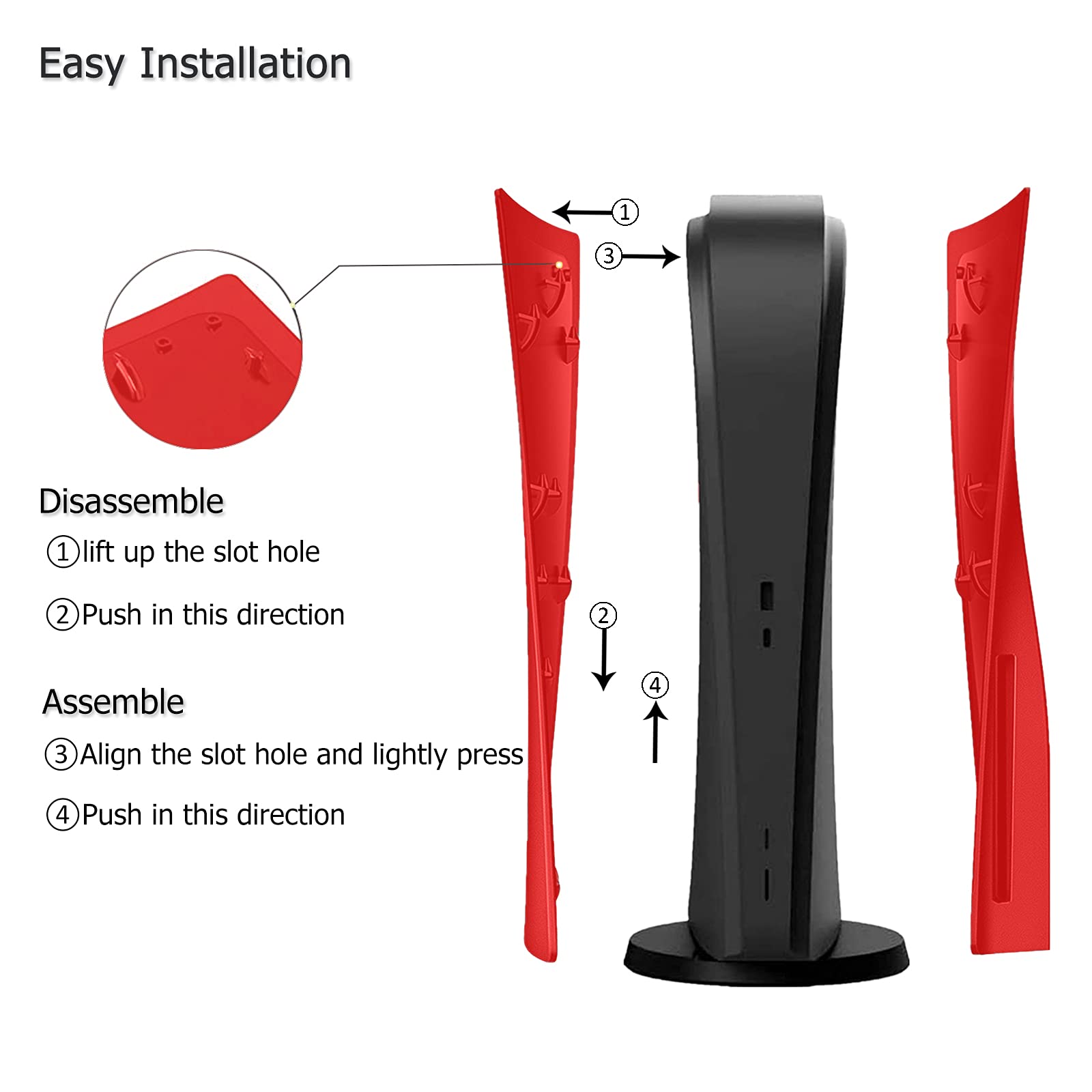 Console Replacement Shell for PS5 DOBEWINGDELOU Hard Shockproof Skin Case for PlayStation 5 Disc Console ABS Anti-Scratch Dustproof Cover Replacement Plate Cover for PS5 Disk Console (Red)