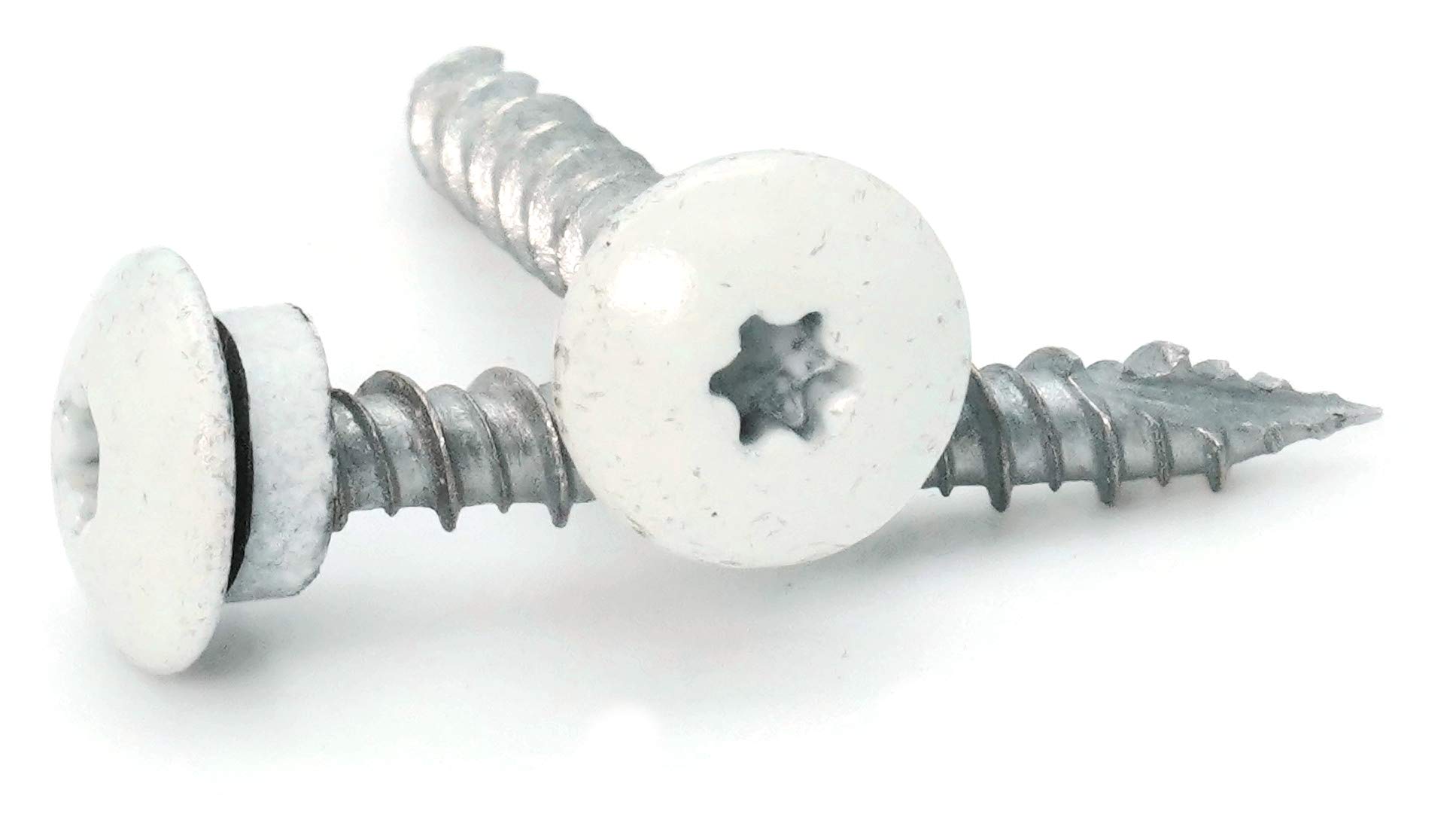 Low Profile Mechanical Galvanized Roofing Screws White Finish - #10 x 1" Qty 250
