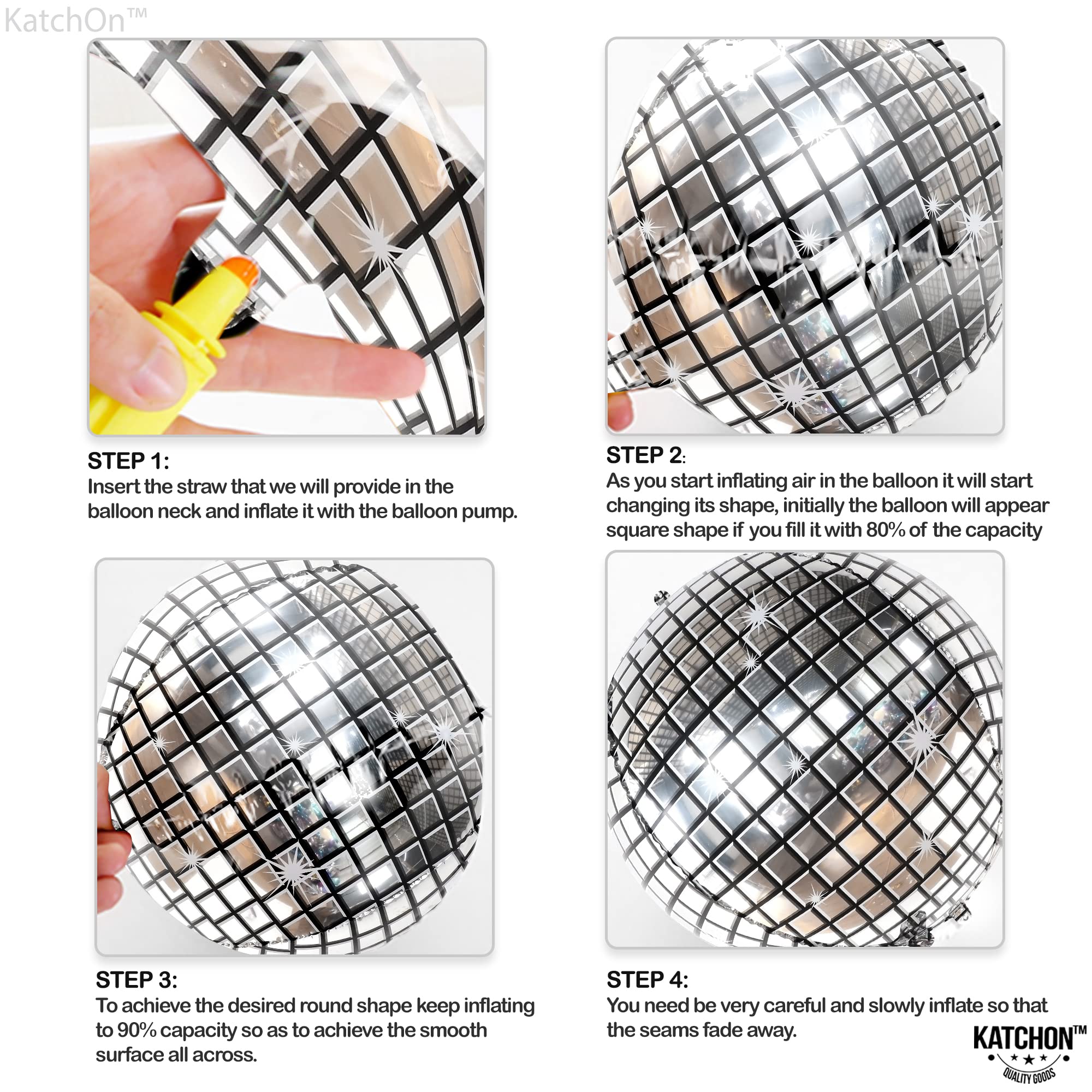 KatchOn, Big Silver Disco Ball Balloons - Pack of 6, Disco Party Decorations | 4D Sphere Disco Balloons for Disco Bachelorette Party Decorations | New Years Balloons for New Years Decorations 2025