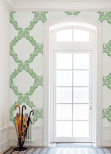 Scalamandre Jade Wreath Peel & Stick Wallpaper, Green