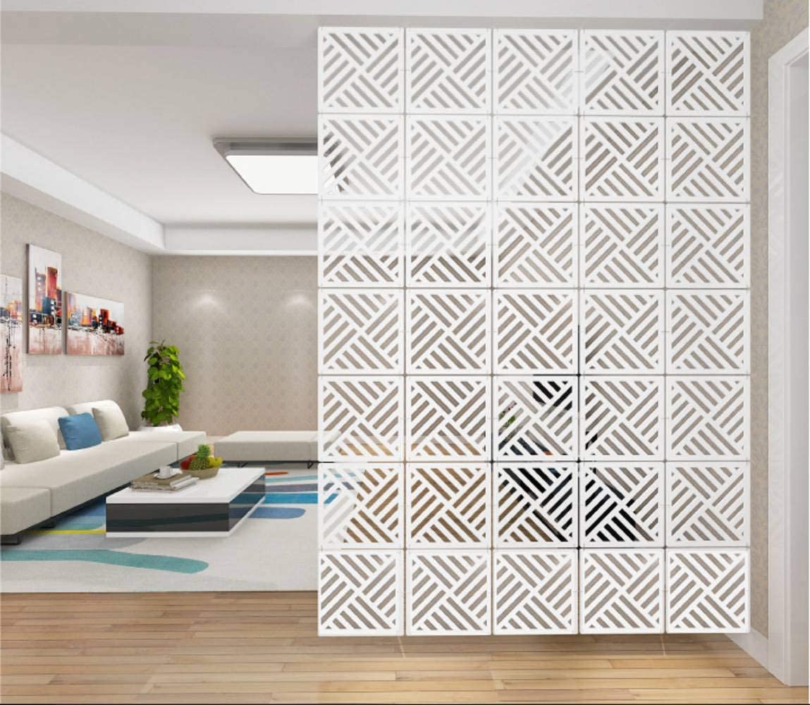 BMIDRUT 12Pcs/Set Hanging Room Divider White DIY Panel Screens Partition Wall Dividers Room Decorative with All Accessories 11.4x11.4 Inch (M6)