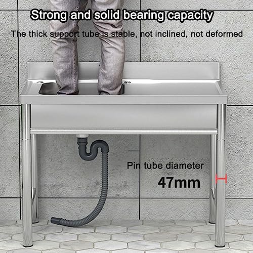 Commercial Restaurant Sink, Stainless Steel Utility Sink Free-standing Kitchen Sink, Double Bowl Restaurant Kitchen Sink Set with hot and cold water faucet for Restaurant, Cafe, Bar, Hotel